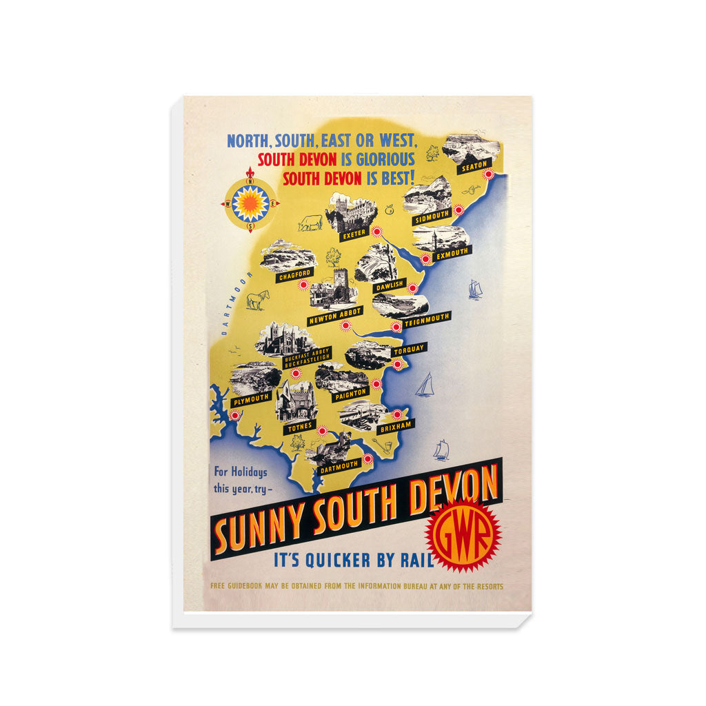 Sunny South Devon, It's Quicker By Rail - Canvas – Railway Posters