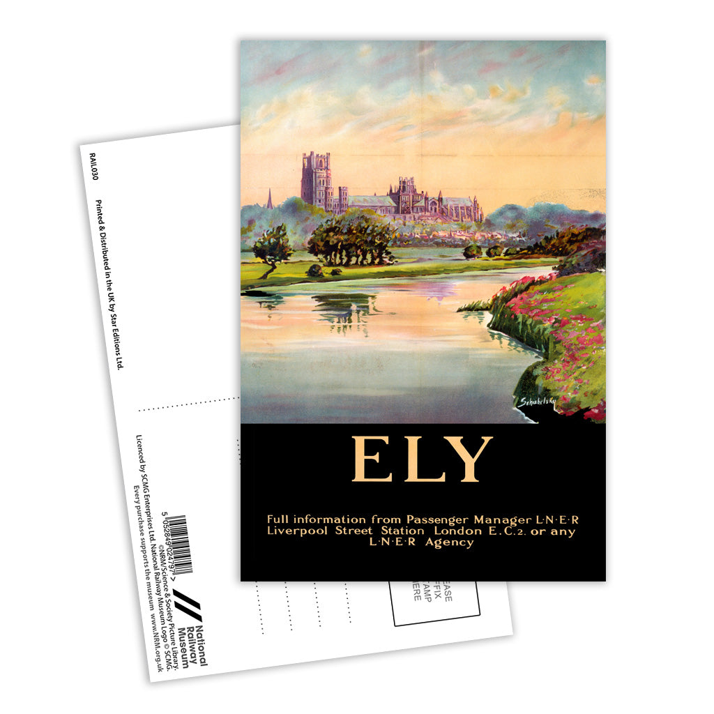 Ely Cathedral Dark Frame Postcard Pack of 8 – Railway Posters