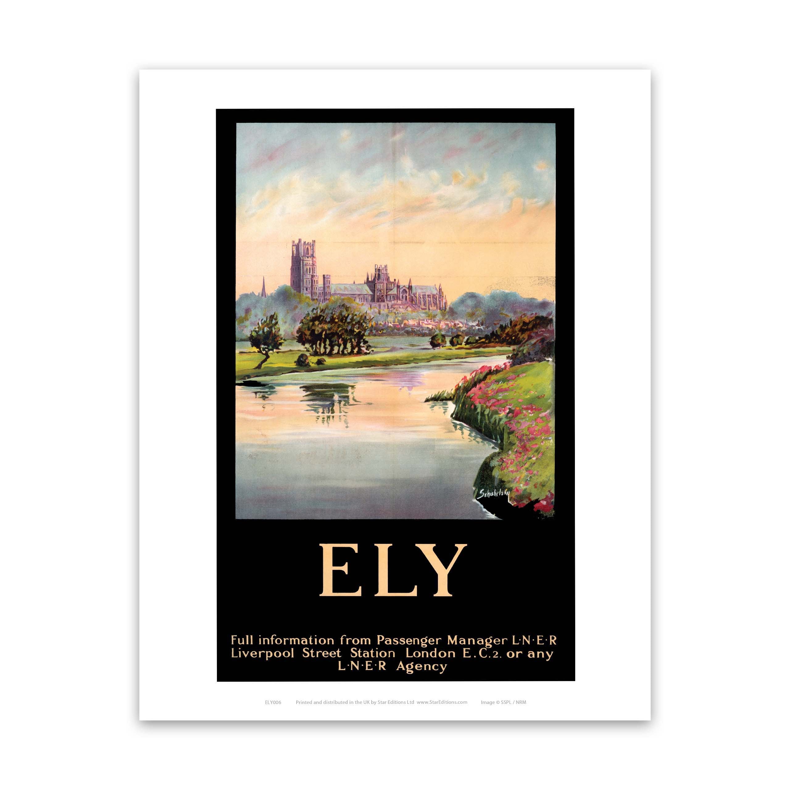 Ely Cathedral Dark Frame Art Print – Railway Posters