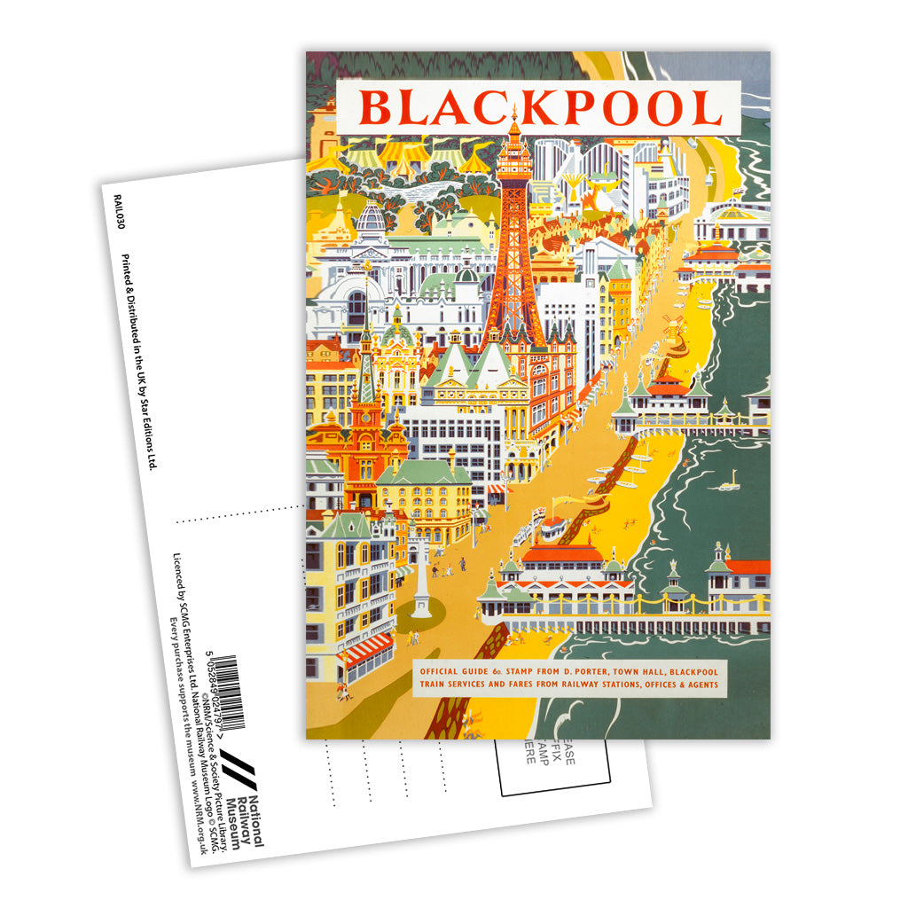 Blackpool from the air Postcard Pack of 8 – Railway Posters