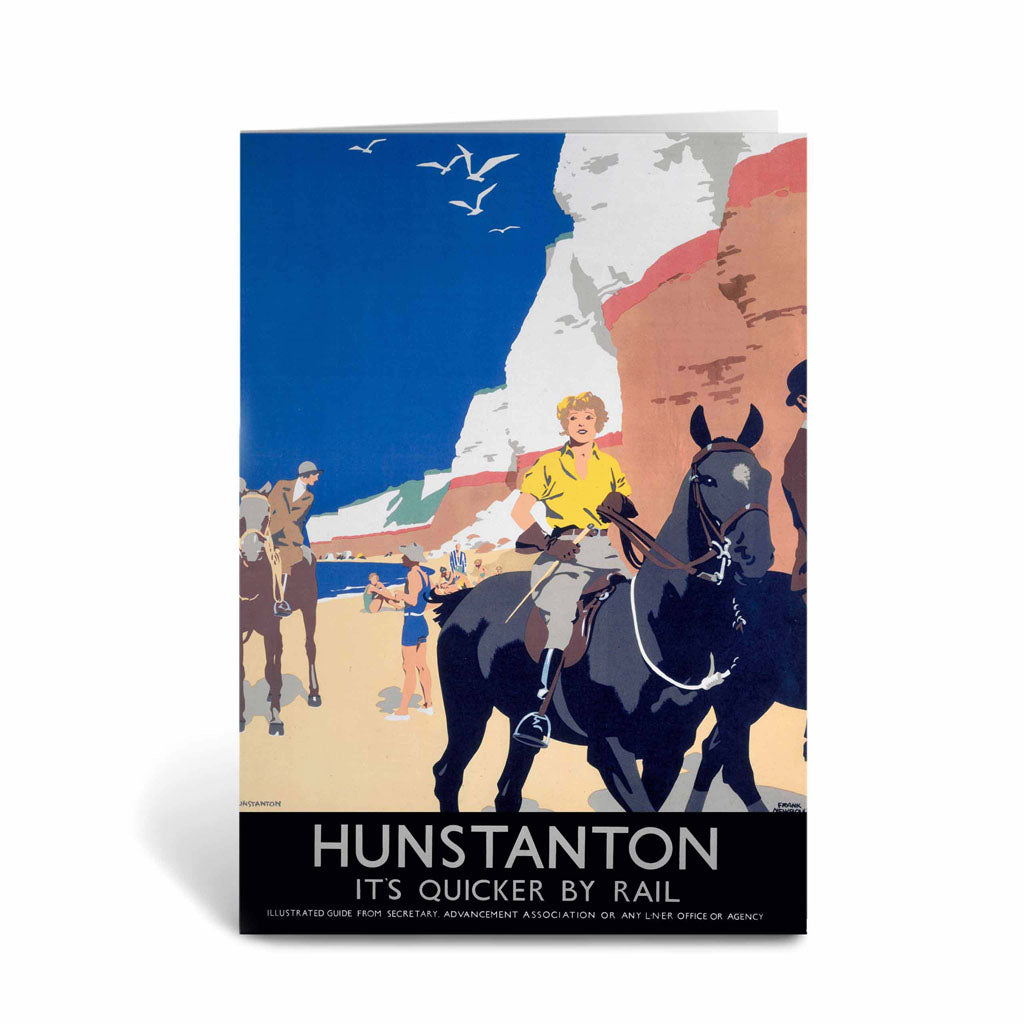 Hunstanton Woman on Horse Greeting Card – Railway Posters