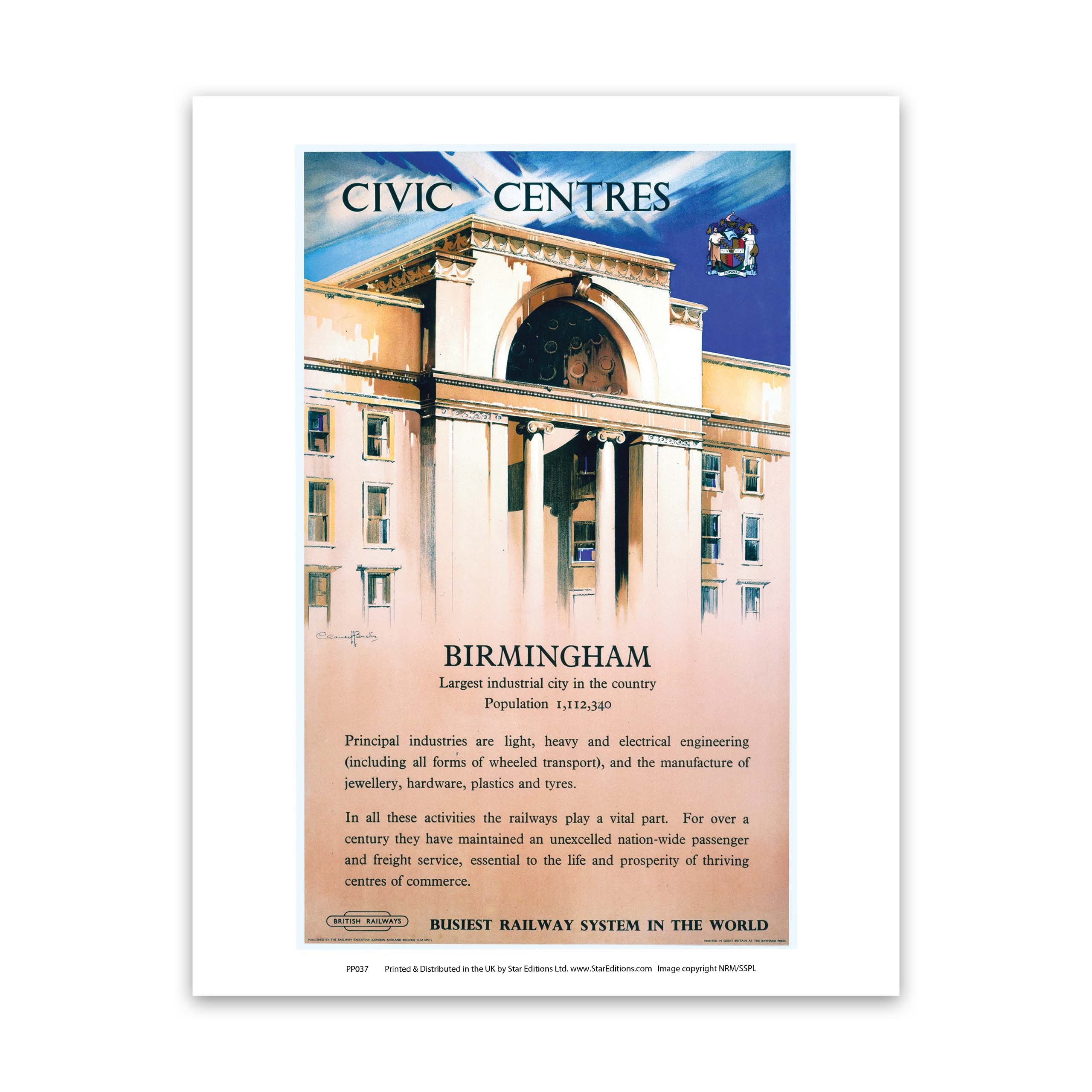 Birmingham, Civic Centres Art Print – Railway Posters