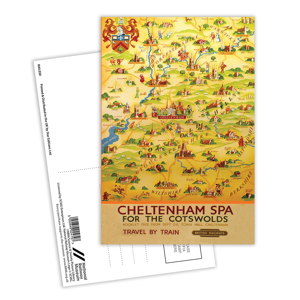 Cheltenham Spa for the Cotswolds Postcard Pack of 8 – Railway Posters