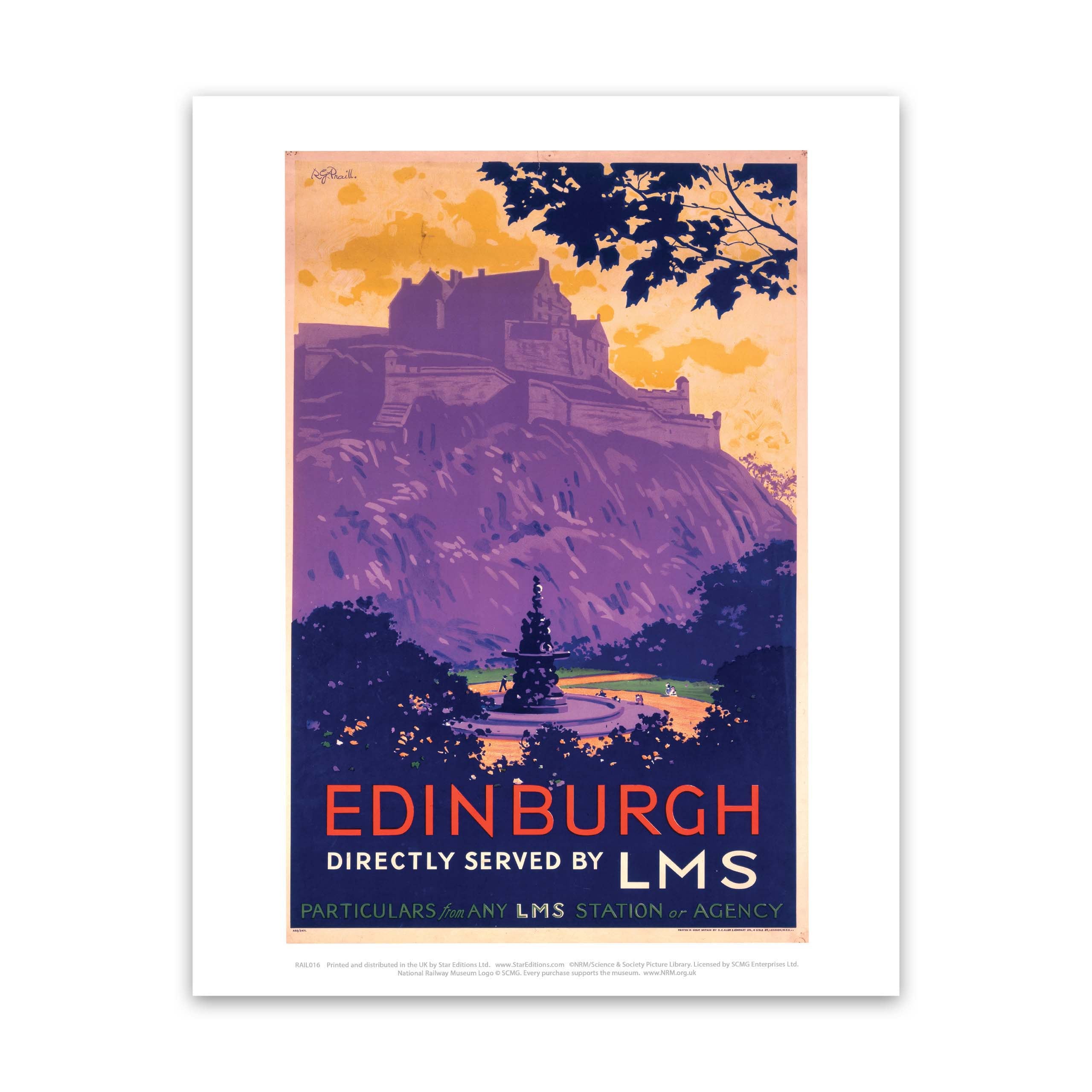 Edinburgh Purle Hill Art Print – Railway Posters