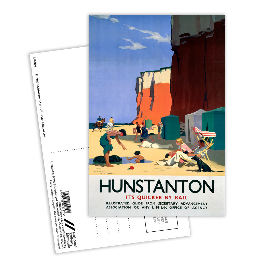 Hunstanton Beach Postcard Pack of 8 – Railway Posters