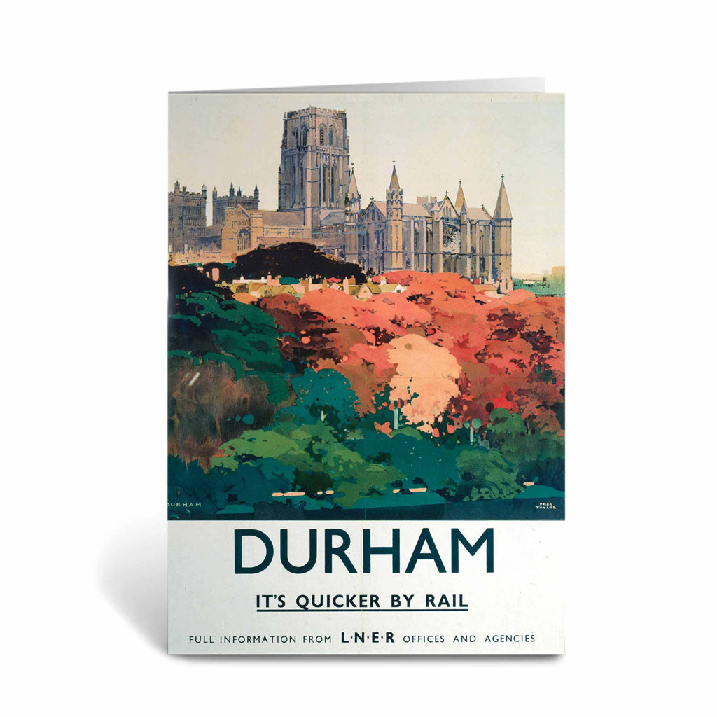 Durham - Trees and Cathedral Greeting Card – Railway Posters