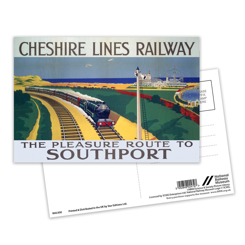Cheshire Lines Railway to Southport Postcard Pack of 8 – Railway Posters