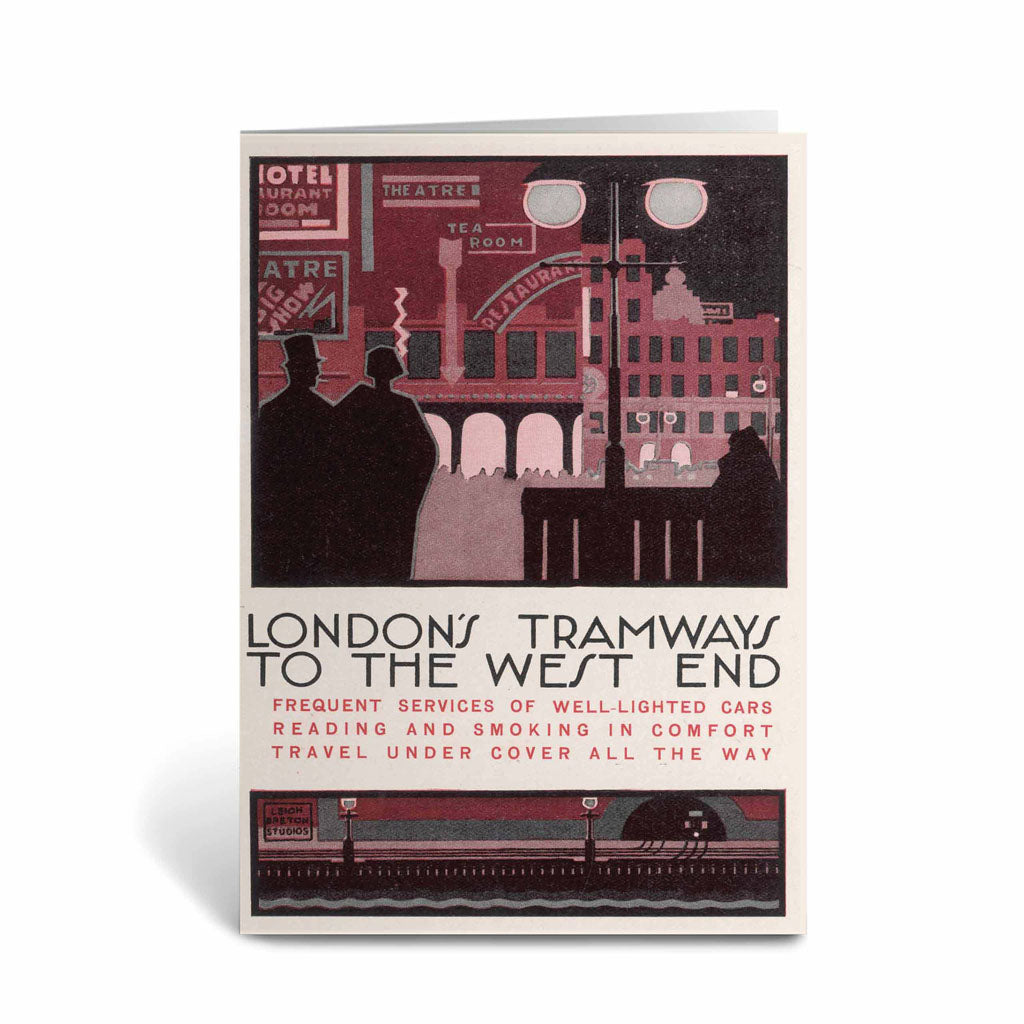 London's Tramways to the West End Greeting Card – Railway Posters