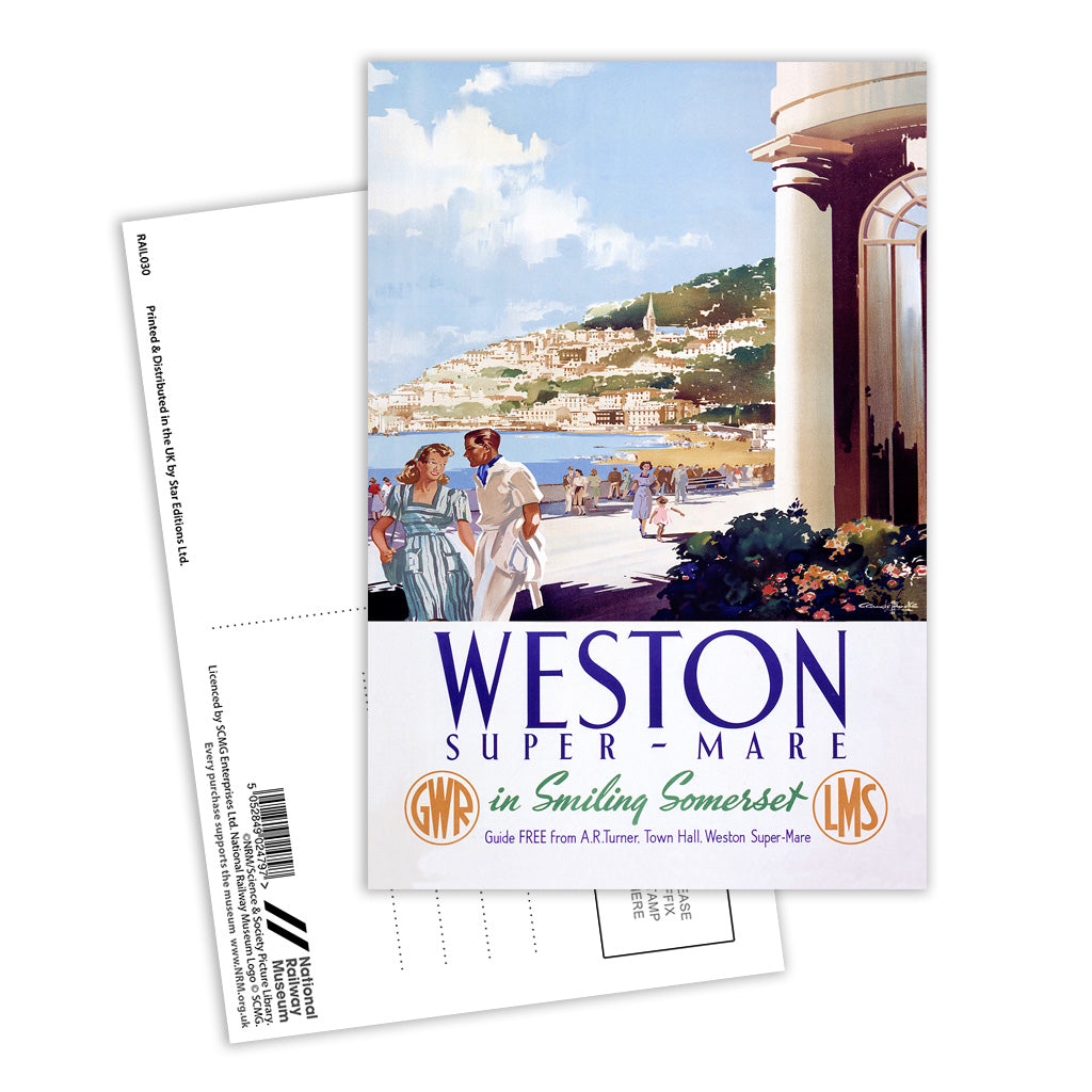 Weston in Smiling Somerset Postcard Pack of 8 – Railway Posters