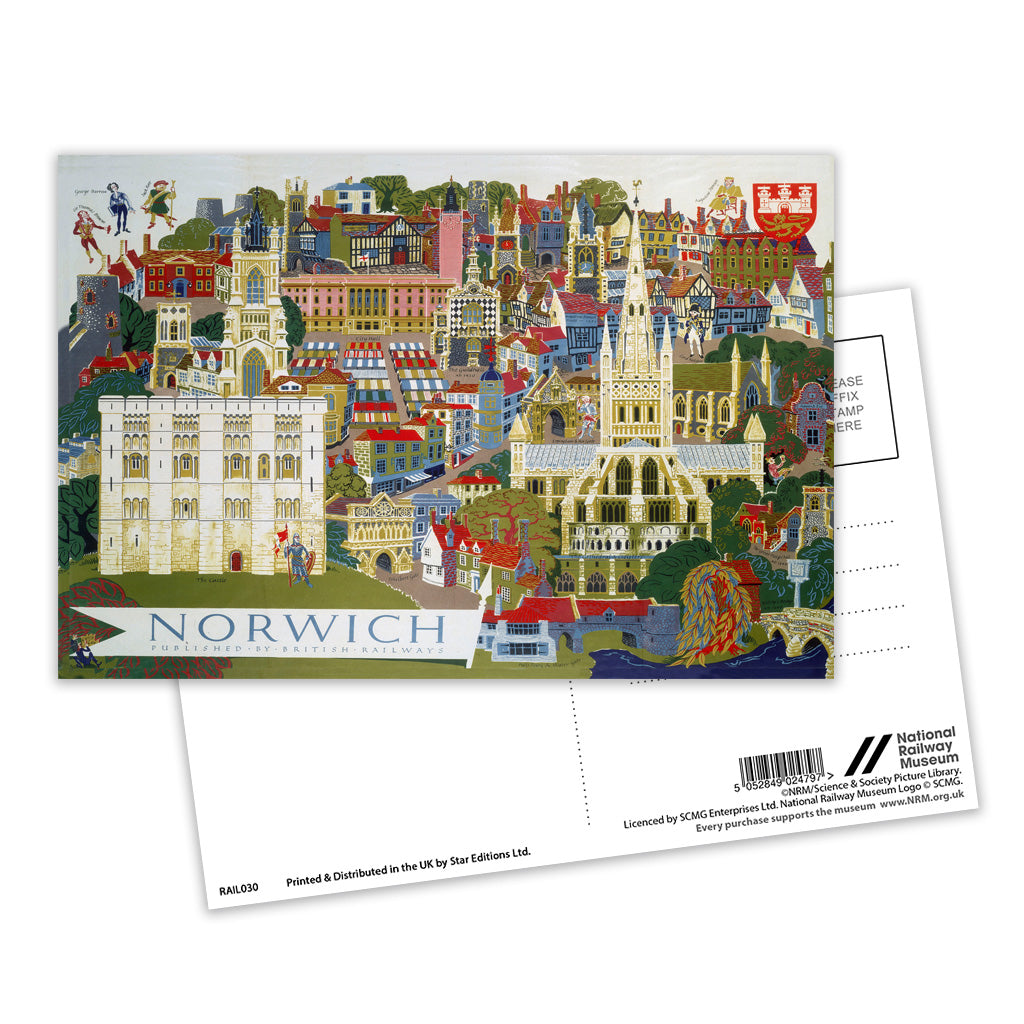 Norwich Illustration Postcard Pack of 8 – Railway Posters