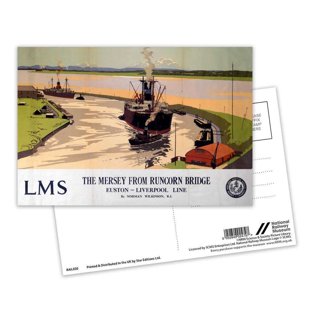 The Mersey from Runcorn Bridge Postcard Pack of 8 – Railway Posters