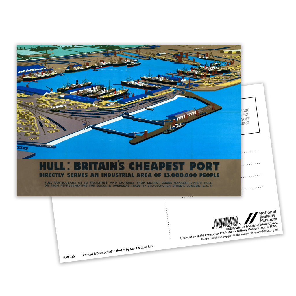 Hull Britain's Cheapest port Postcard Pack of 8 – Railway Posters