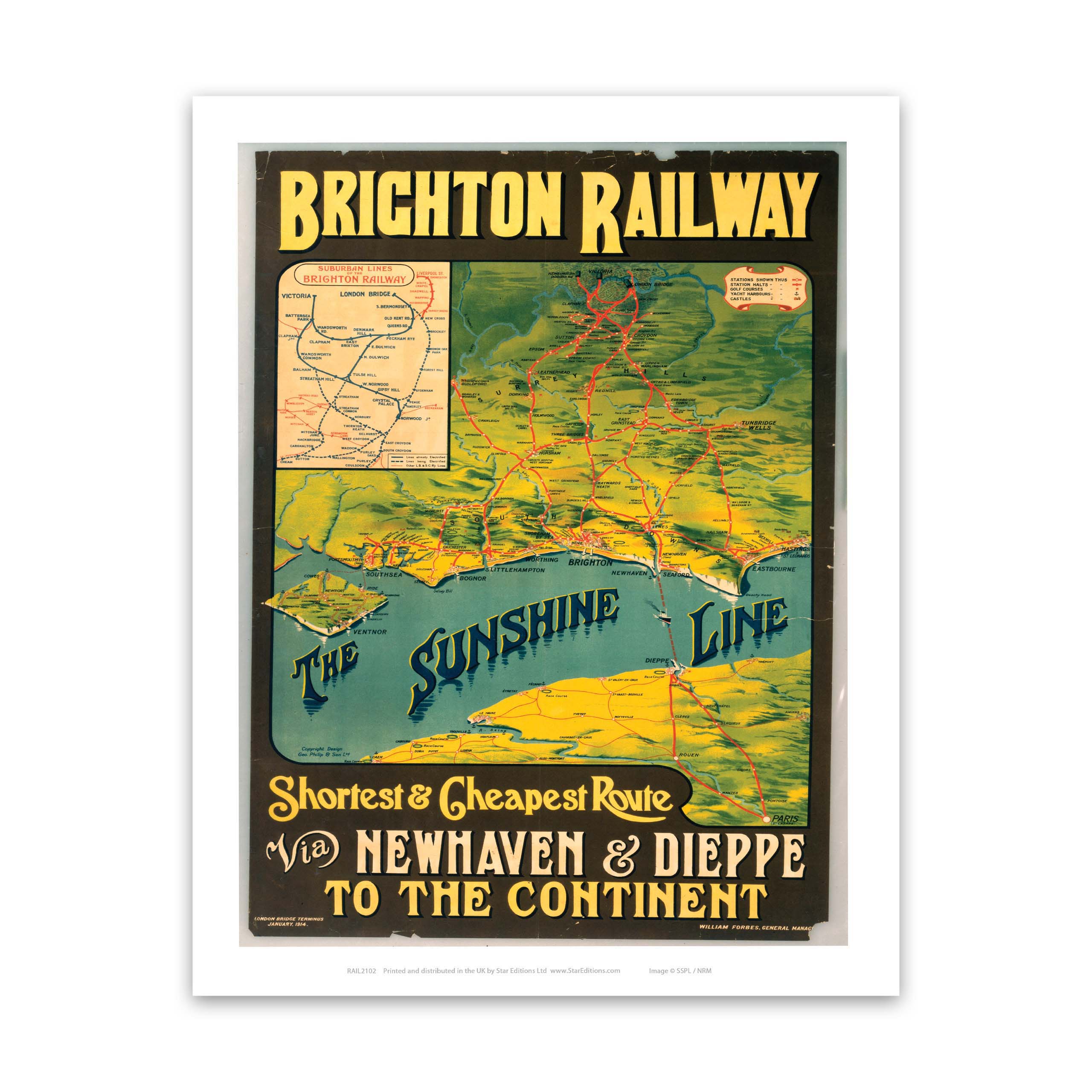 Brighton Railway Newhaven and Dieppe Art Print – Railway Posters