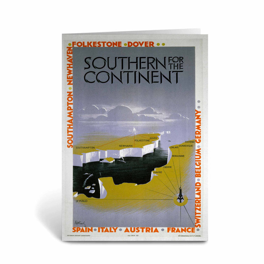Southern for the Continent Greeting Card – Railway Posters