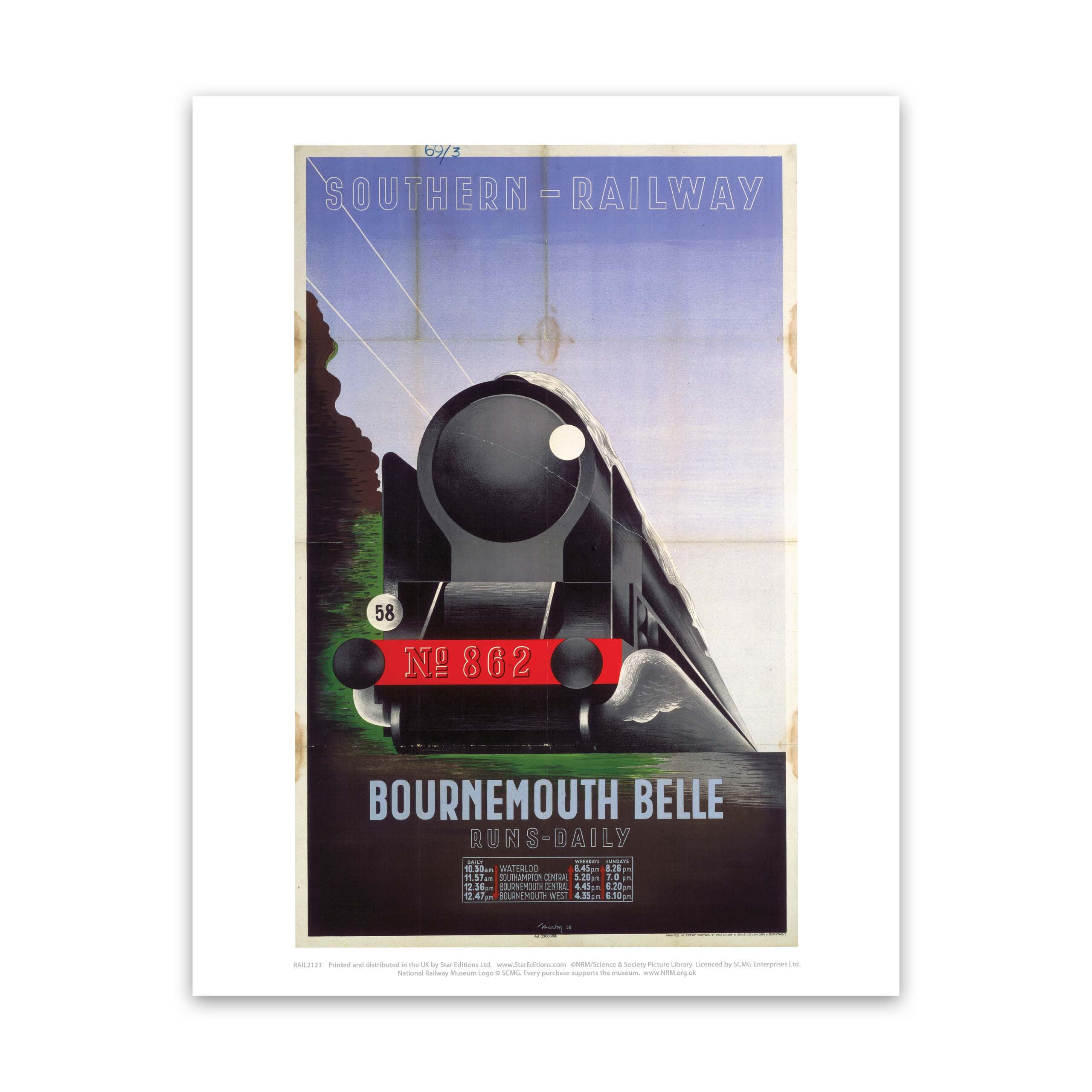 Bournemouth Belle - Southern Railway Art Print – Railway Posters