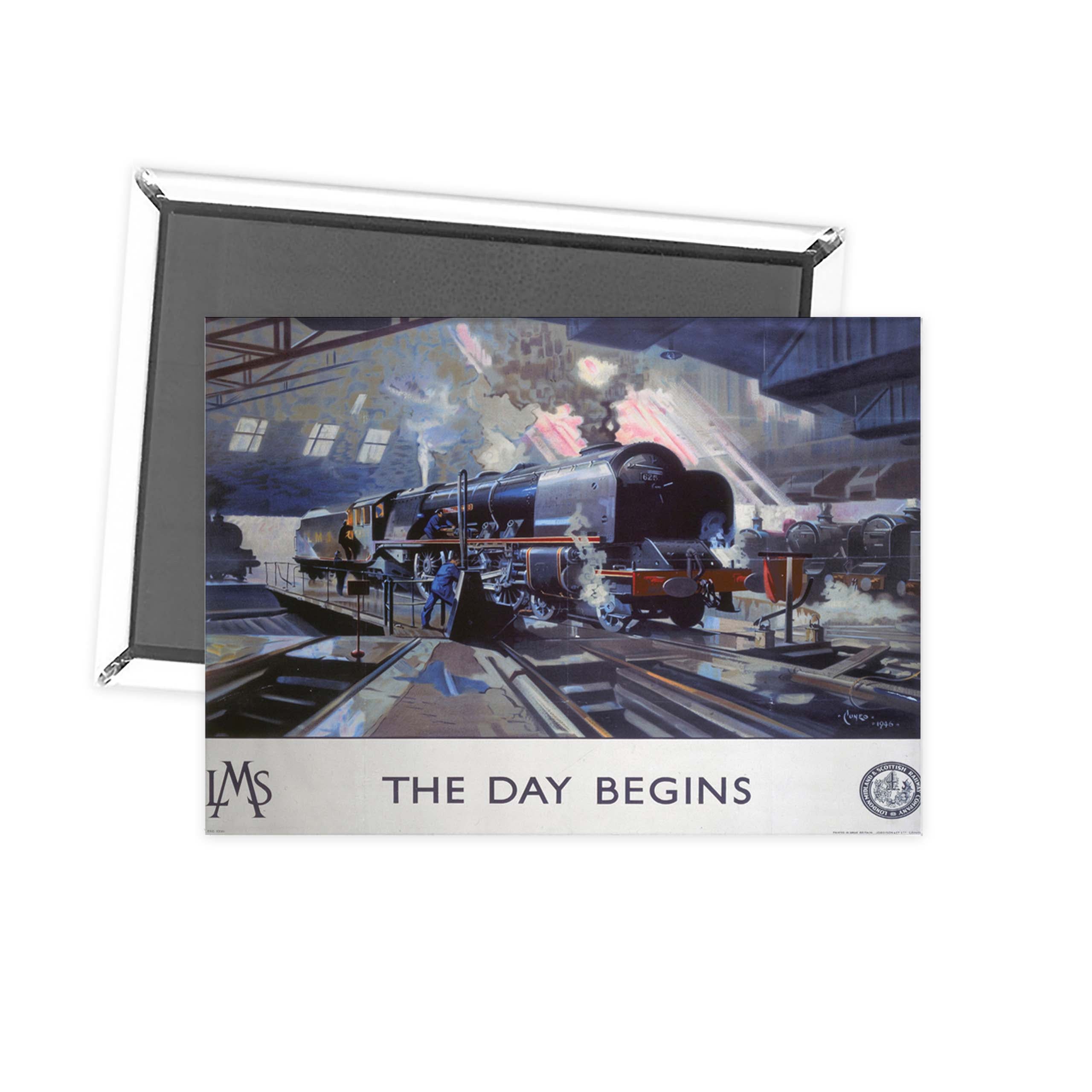 The Day Begins LMS Engine Magnet – Railway Posters