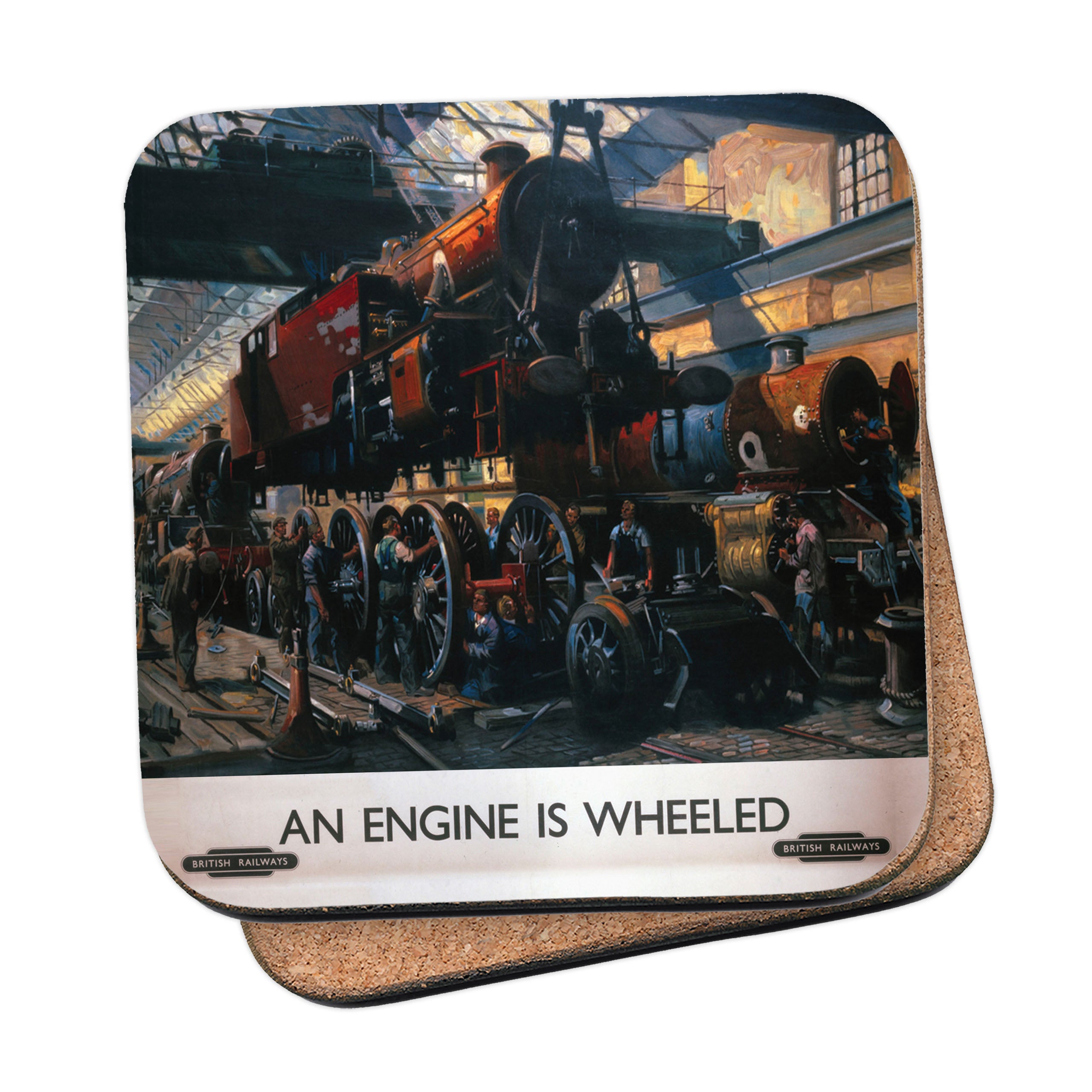 Derby Locomotive Works - An Engine is Wheeled Coaster – Railway Posters