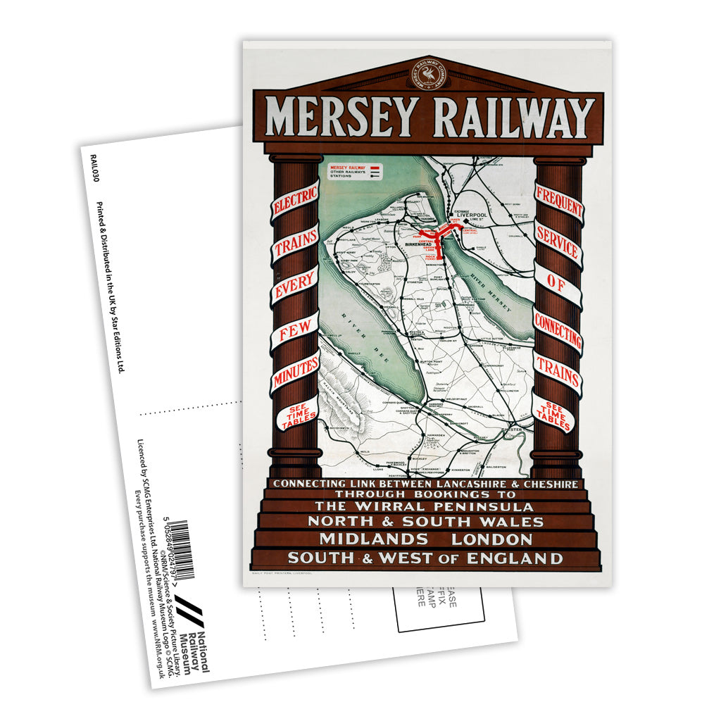 Mersey Railway The Wirral Peninsula Postcard Pack of 8 – Railway Posters