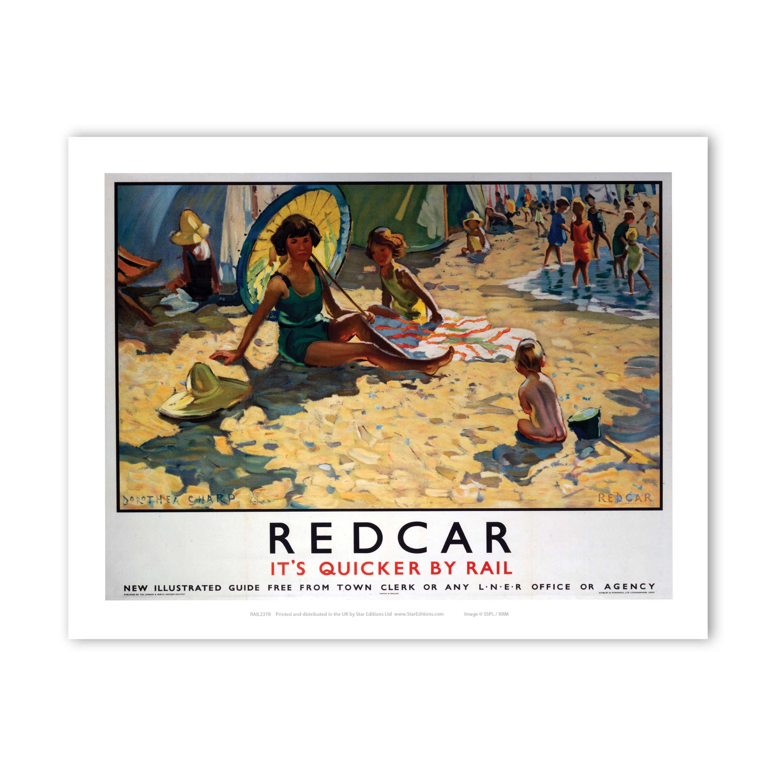 Redcar It's Quicker By Rail Art Print – Railway Posters