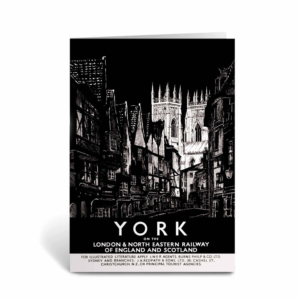 York on the LNER - Black and White Greeting Card – Railway Posters