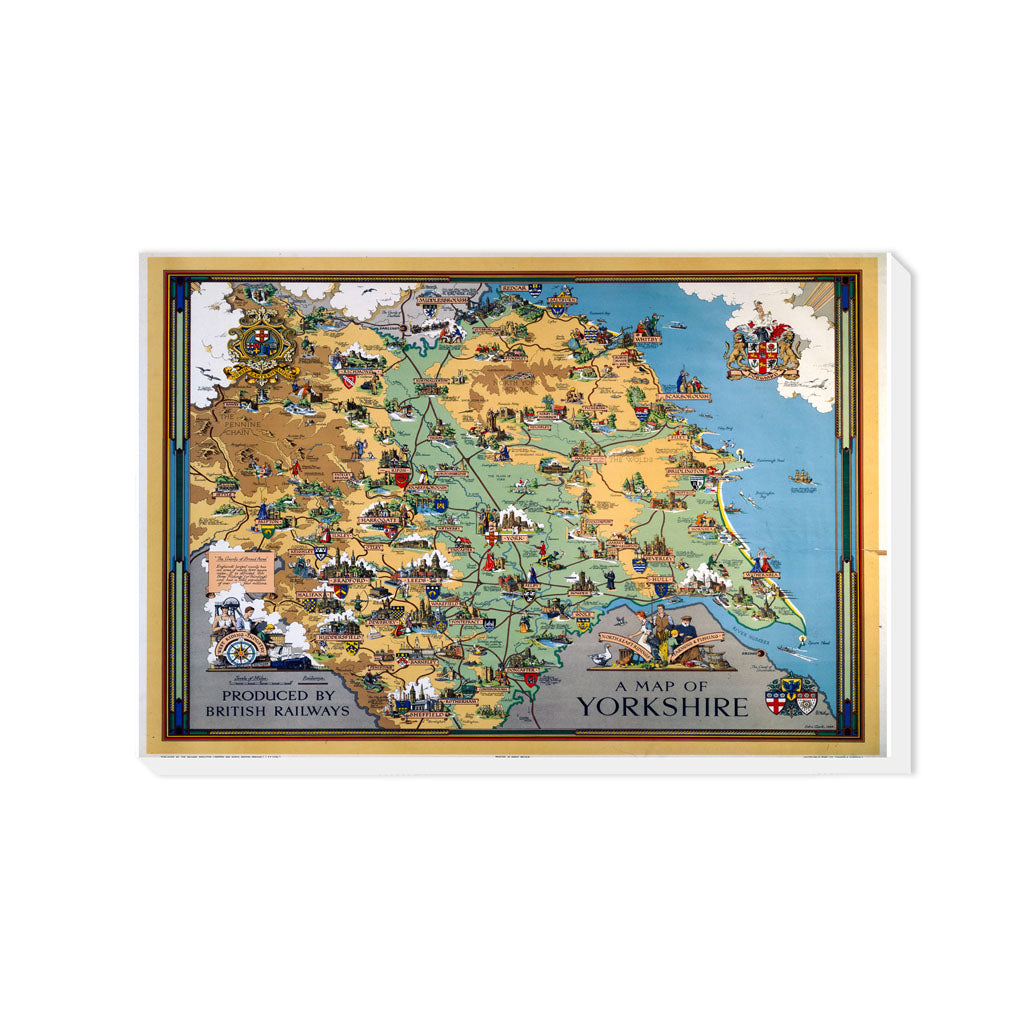 A Map of Yorkshire British Railways - Canvas – Railway Posters
