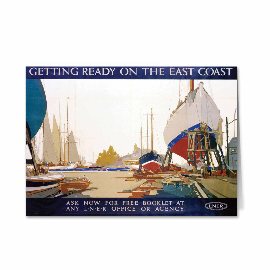 Getting Ready on the East Coast LNER Greeting Card – Railway Posters