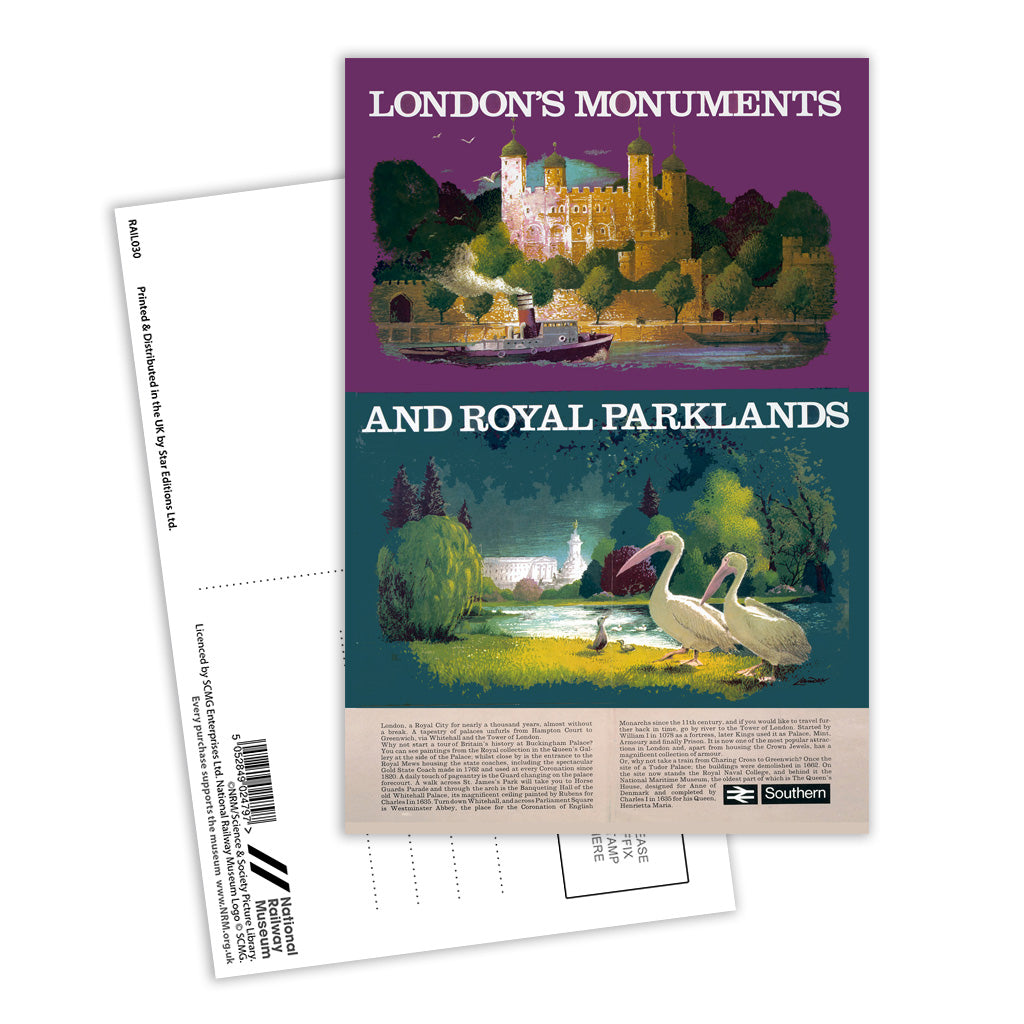 London's Monuments and Royal Parklands Postcard Pack of 8 – Railway Posters