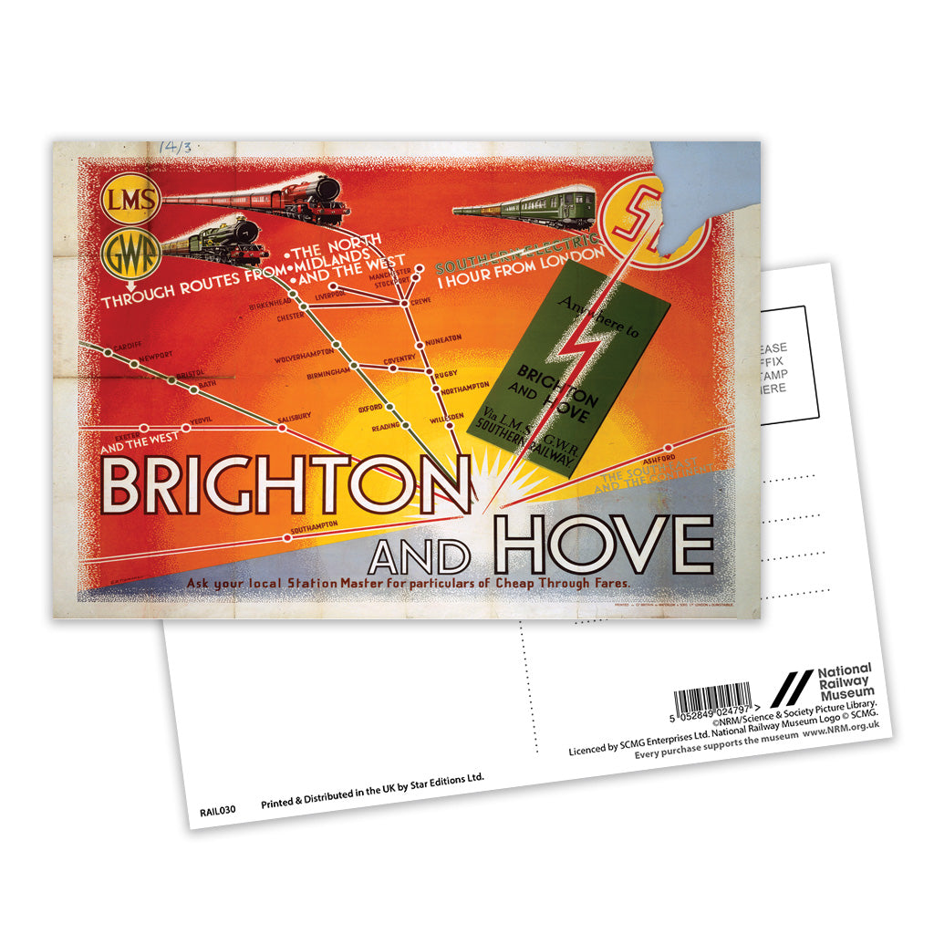 Brighton and Hove Postcard Pack of 8 – Railway Posters