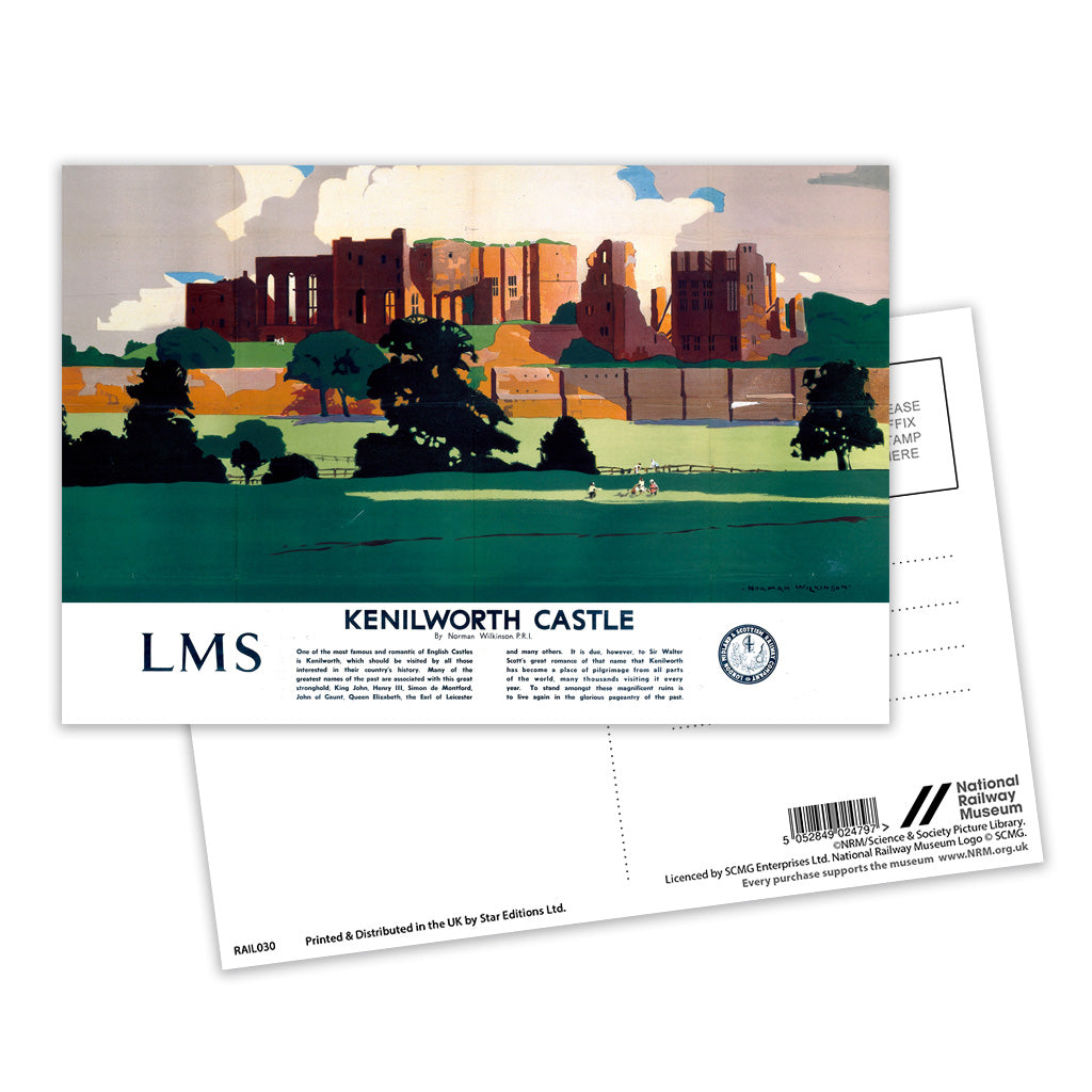 Kenilworth Castle Postcard Pack of 8 – Railway Posters