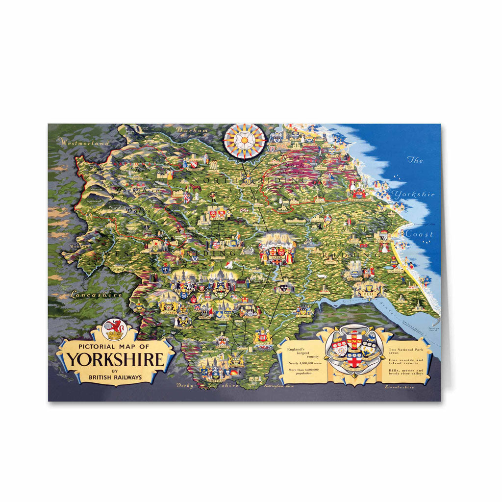 Pictorial Map of Yorkshire Greeting Card – Railway Posters
