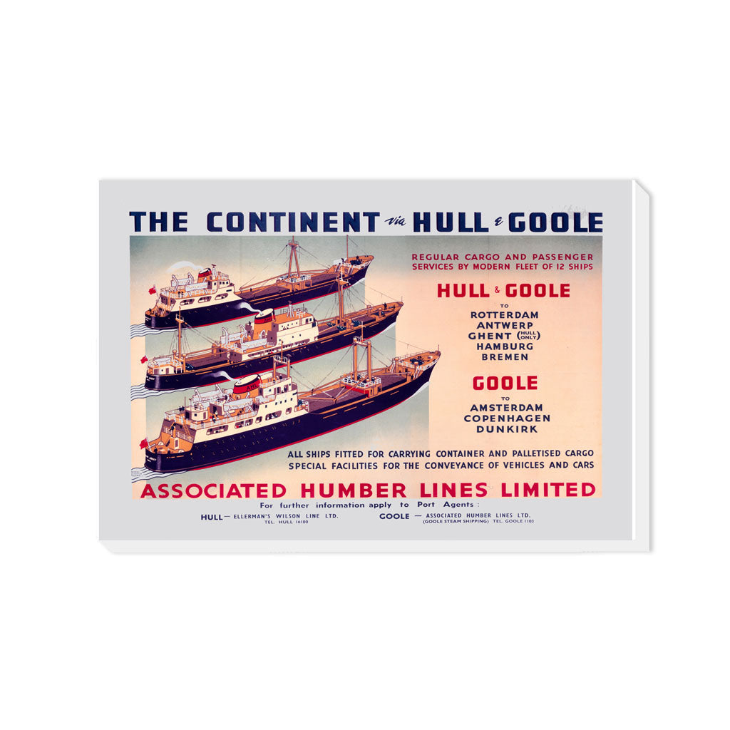 The Continent via Hull and Goole - Canvas – Railway Posters