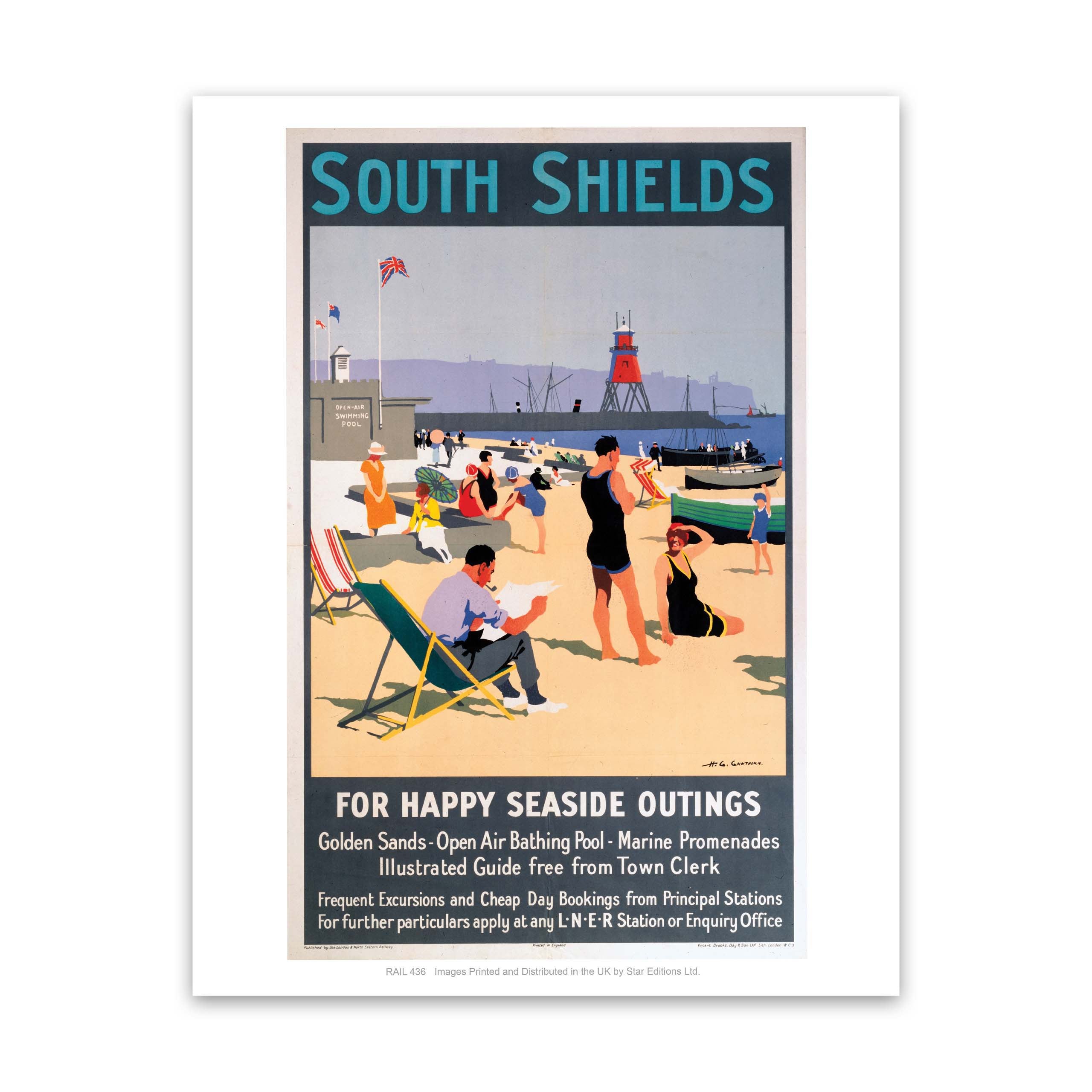 South Shields for Happy Seaside Outings Art Print – Railway Posters
