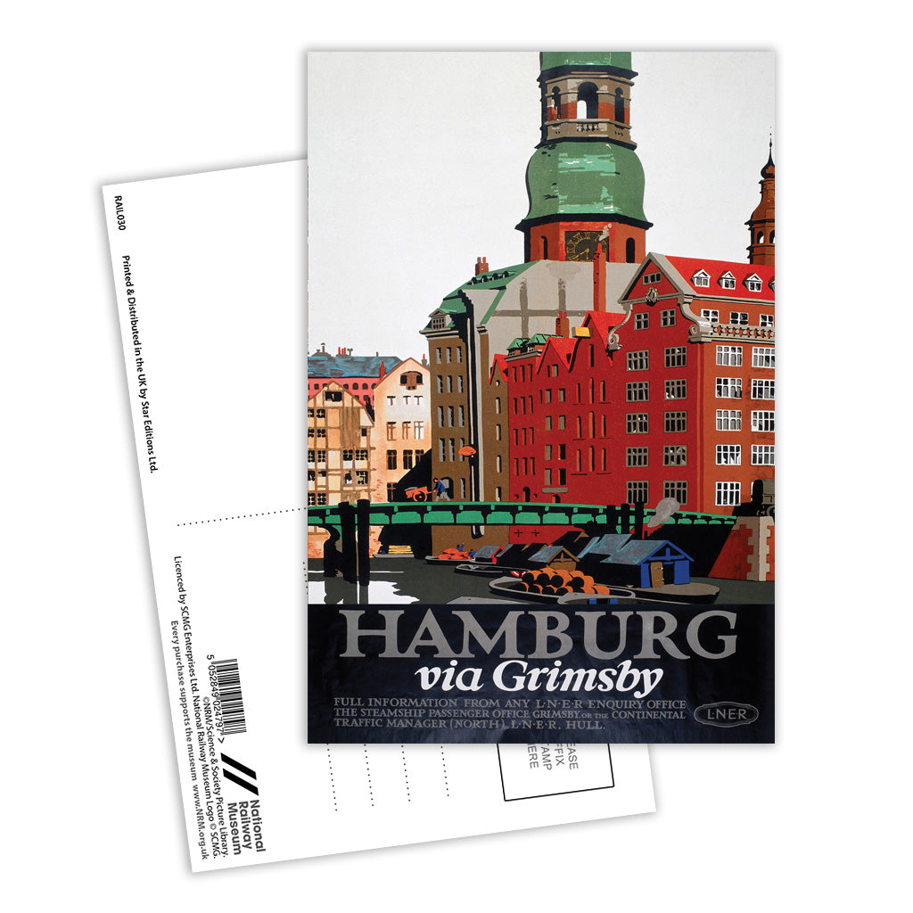 Hamburg via Grimsby Postcard Pack of 8 – Railway Posters