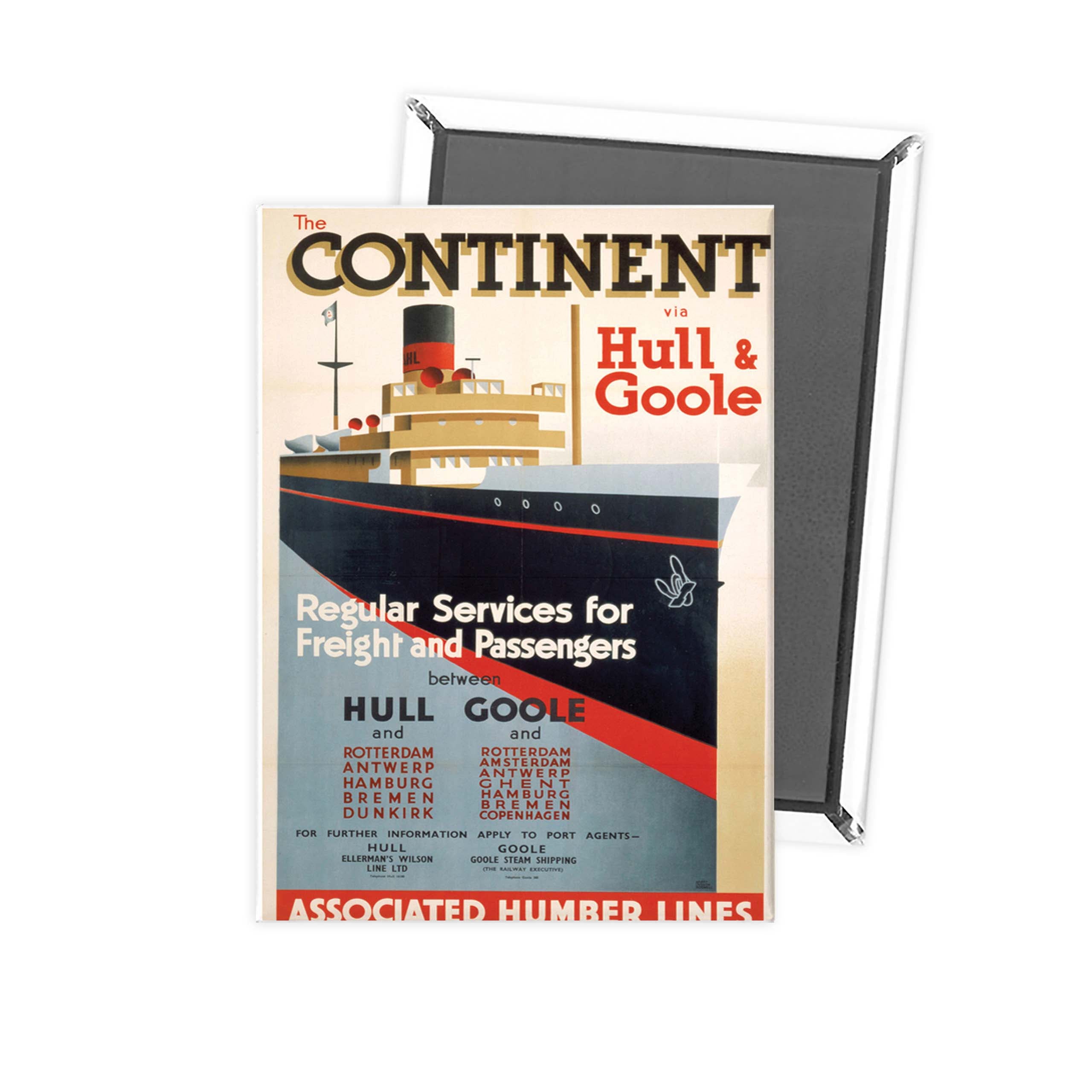 The Continent via Hull and Goole Magnet – Railway Posters