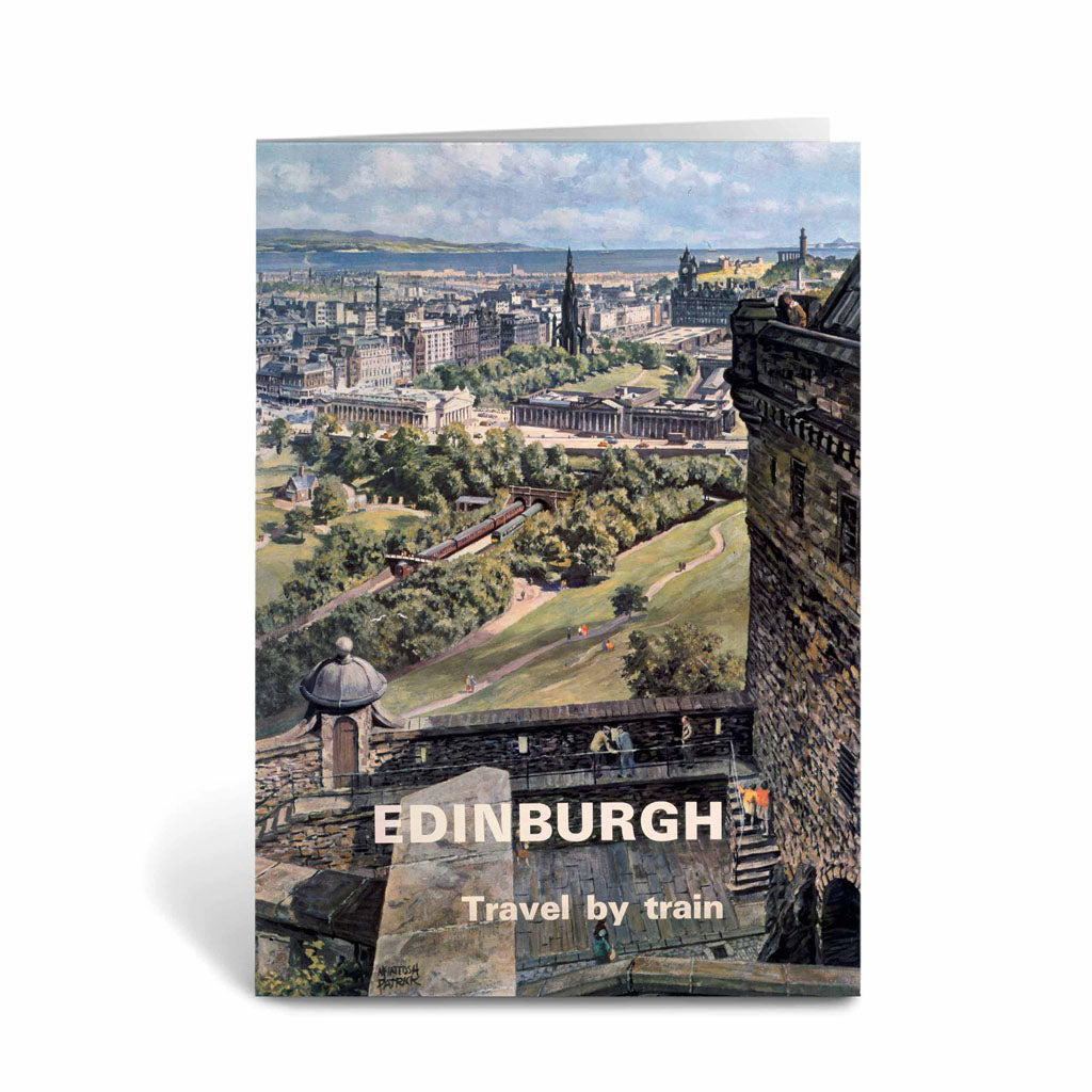 Edinburgh travel by train - Castle poster Greeting Card – Railway Posters