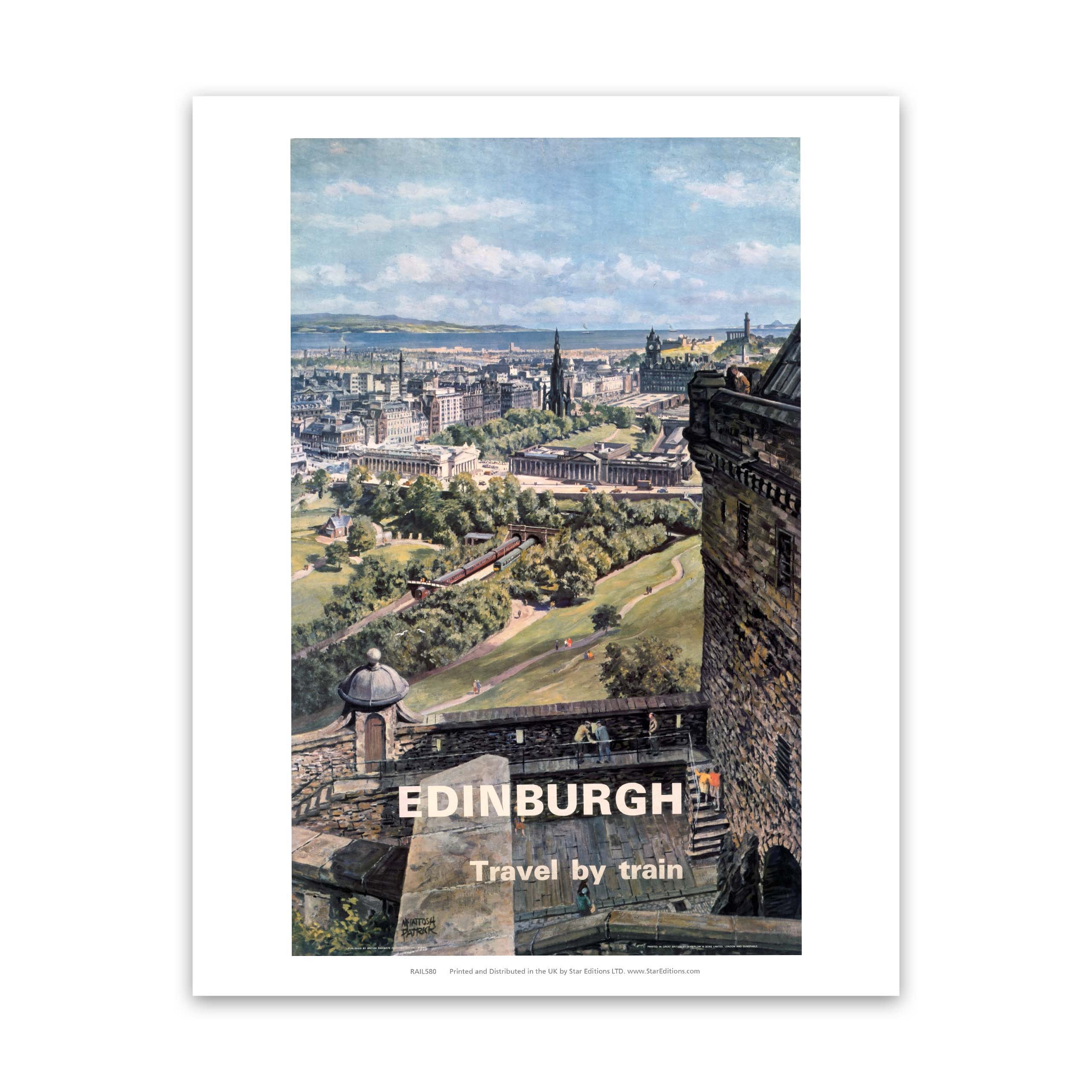 Edinburgh travel by train - Castle poster Art Print – Railway Posters