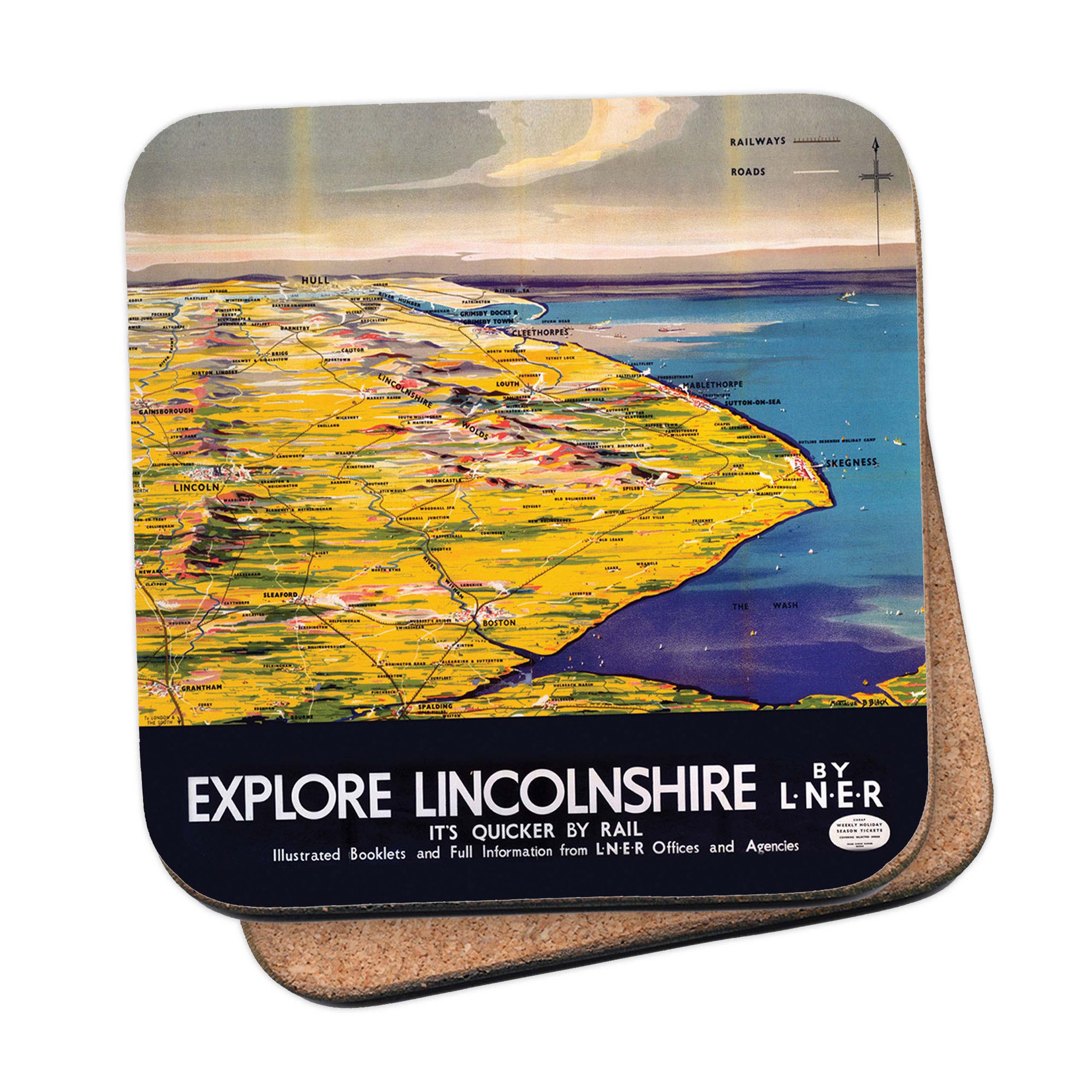 Explore Linconshire Map Coaster – Railway Posters
