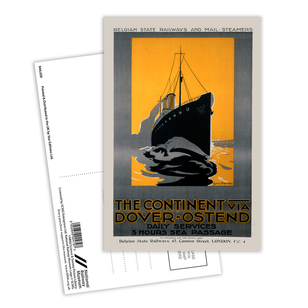 The Continent via Dover-Ostend Postcard Pack of 8 – Railway Posters