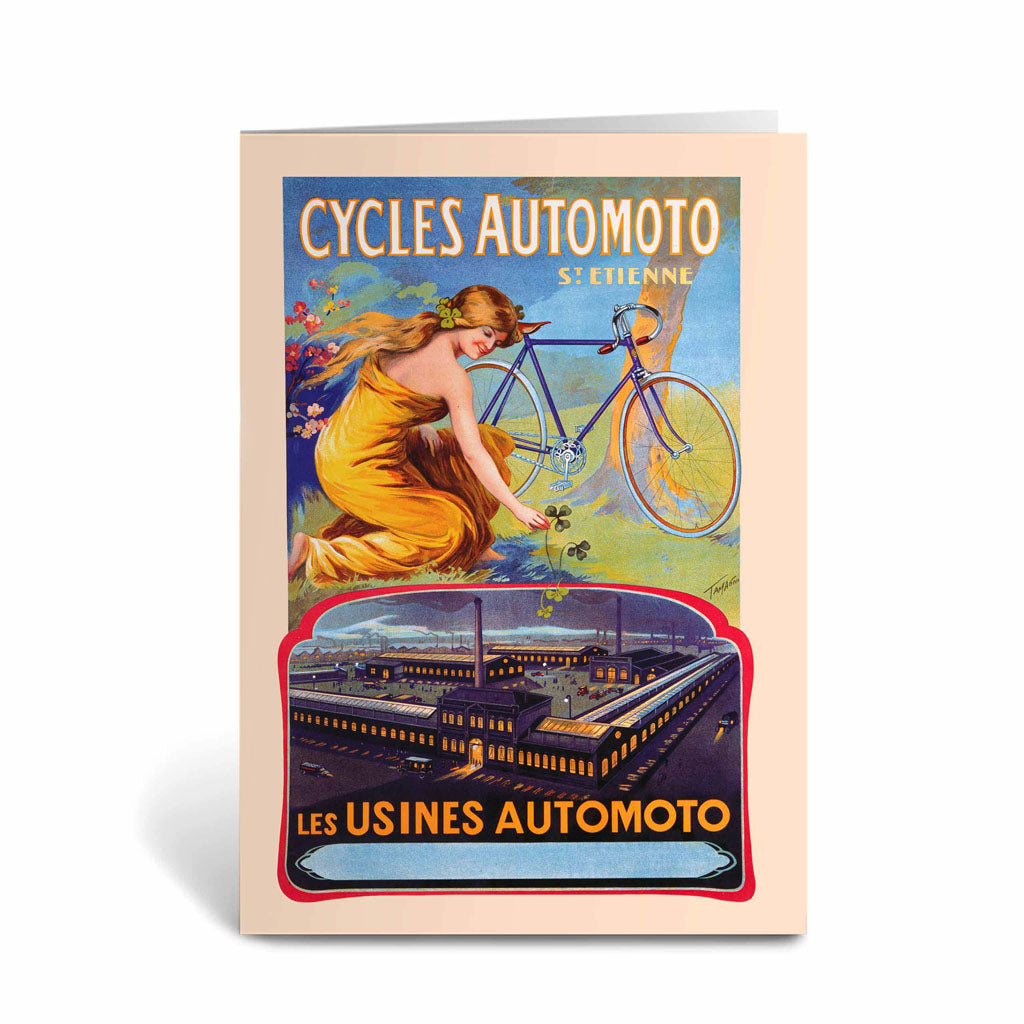 Cycles Automoto - Les Usines Automoto Greeting Card – Railway Posters