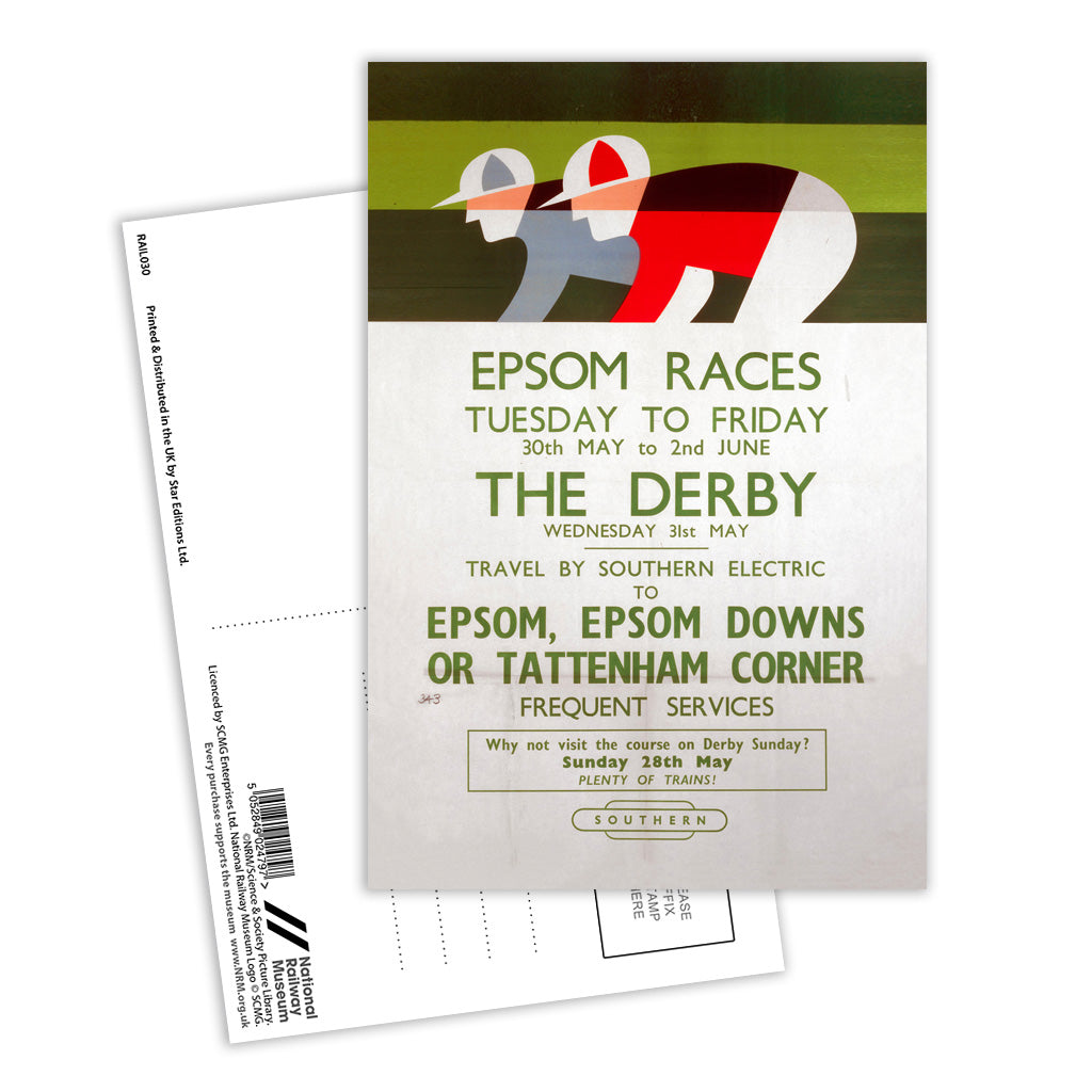 Epsom Races - The Derby Postcard Pack of 8 – Railway Posters