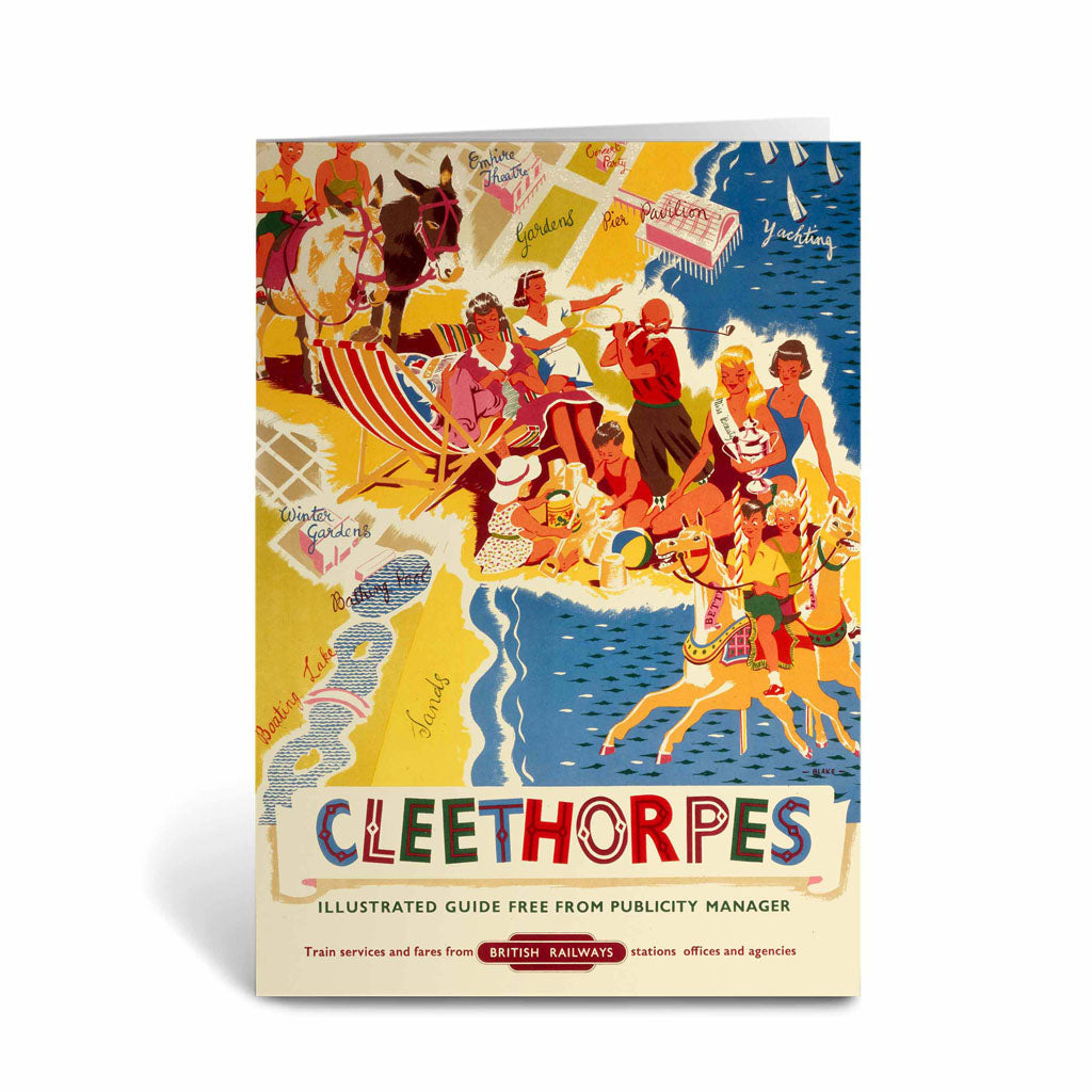 Cleethorpes - Beach map British Railway Greeting Card – Railway Posters