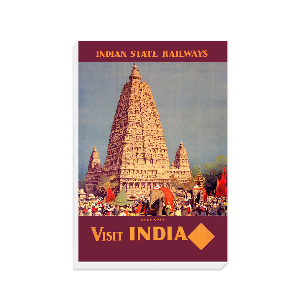 Visit India, Budh Gaya - Indian State Railways - Canvas – Railway Posters