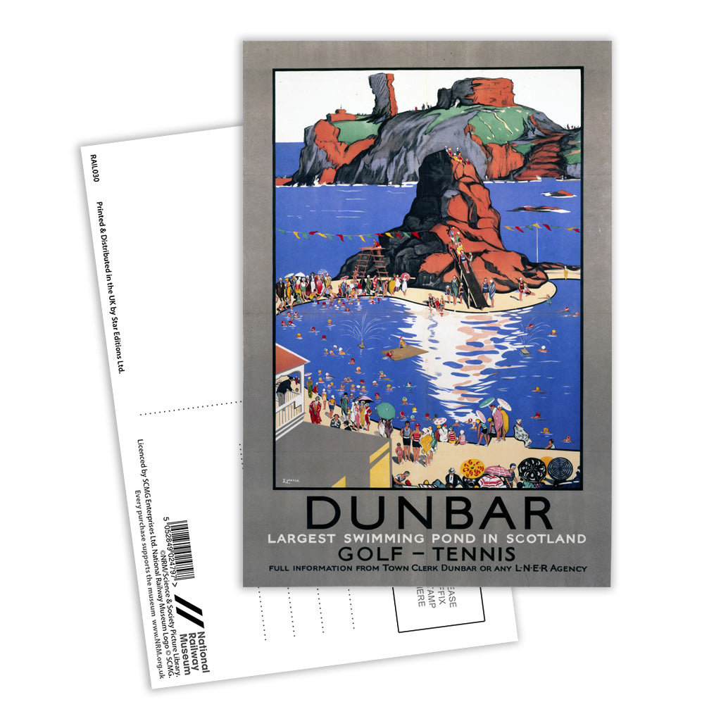 Dunbar, LNER poster, 1923-1947 Postcard Pack of 8 – Railway Posters