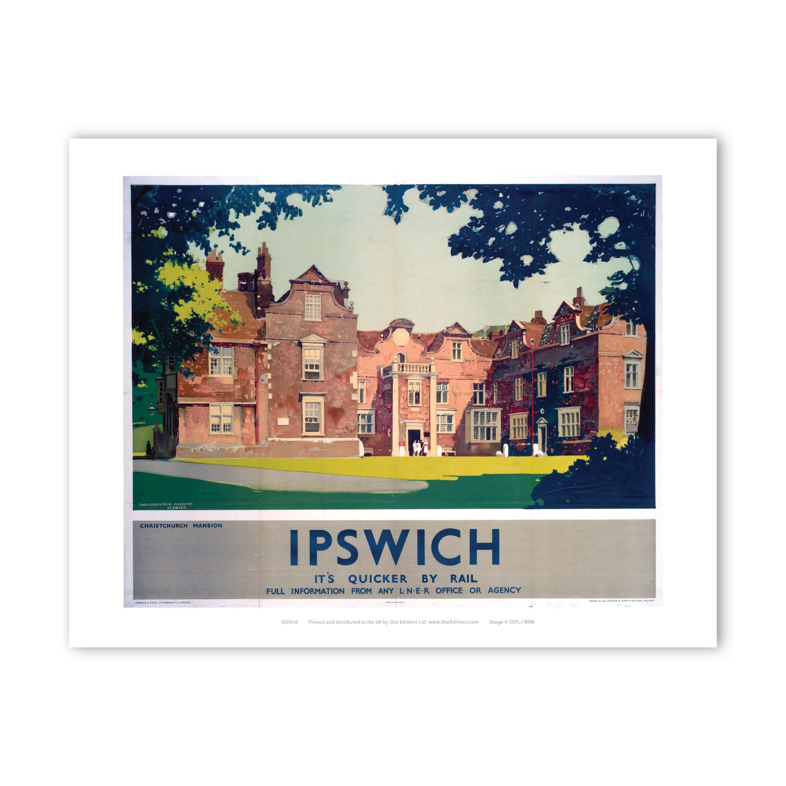 Christchurch Mansion Ipswich - It's Quicker By Rail Art Print – Railway ...